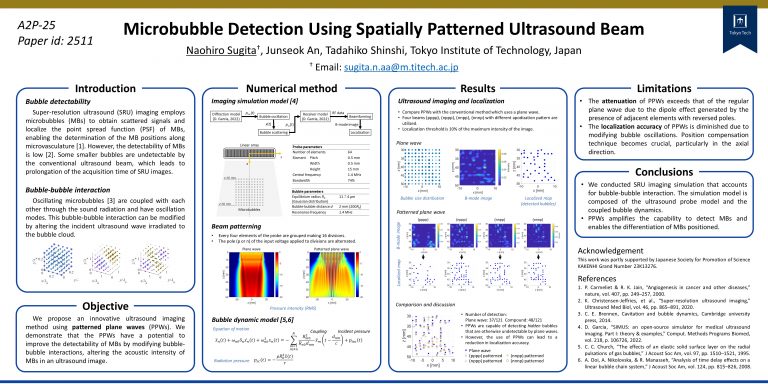 Microbubble detection and separation by using patterned ultrasound plane wave │ 東京科学大学 進士研究室